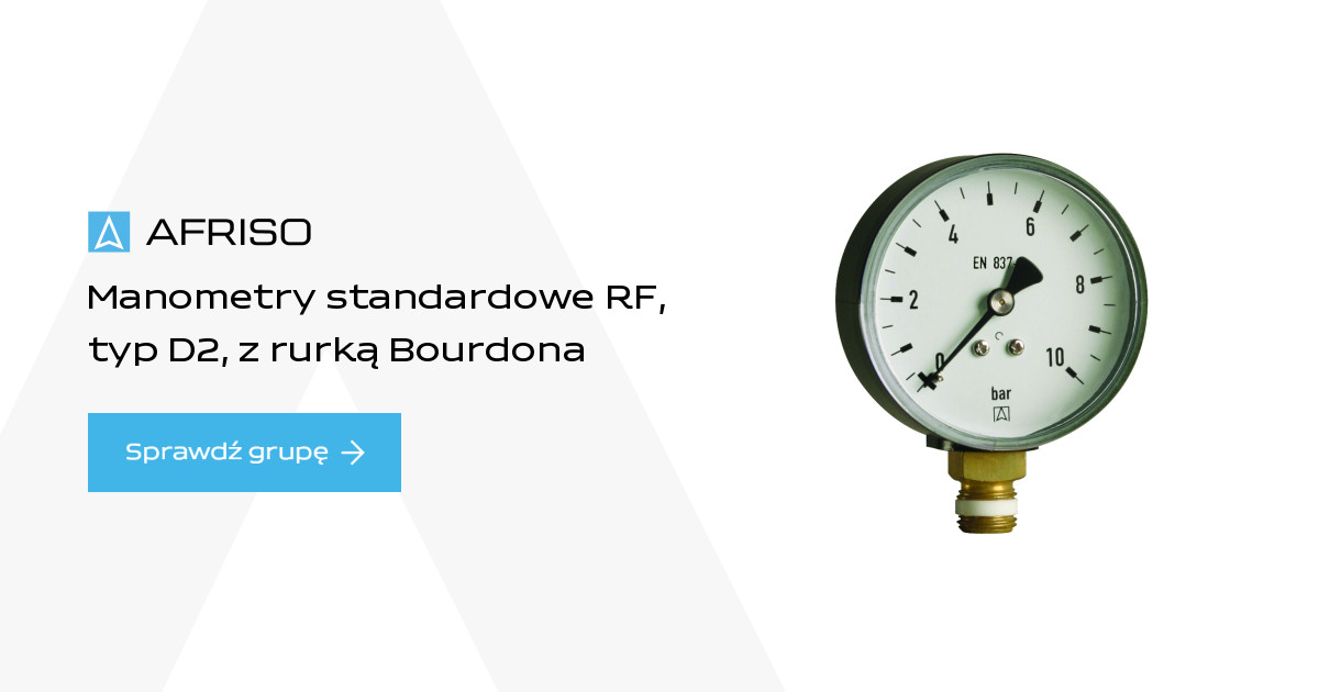 Manometry standardowe RF, typ D2, z rurką Bourdona - katalog produktów AFRISO - AFRISO.pl