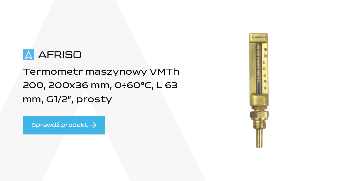 Termometr maszynowy VMTh 200, 200x36 mm, 0÷60°C, L 63 mm, G1/2", prosty ...