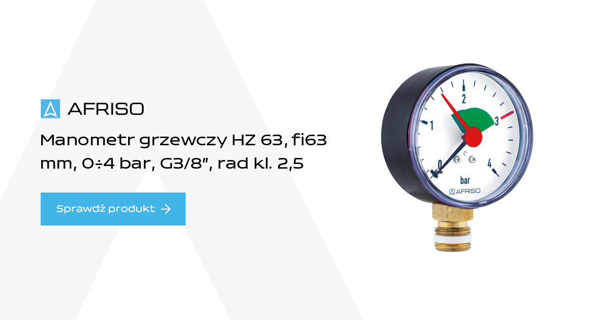 Manometr grzewczy HZ 63, fi63 mm, 0÷4 bar, G3/8", rad kl. 2,5 - AFRISO.pl