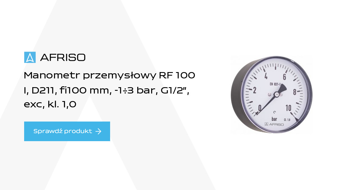 Manometr przemysłowy RF 100 I, D211, fi100 mm, -1÷3 bar, G1/2", exc, kl ...