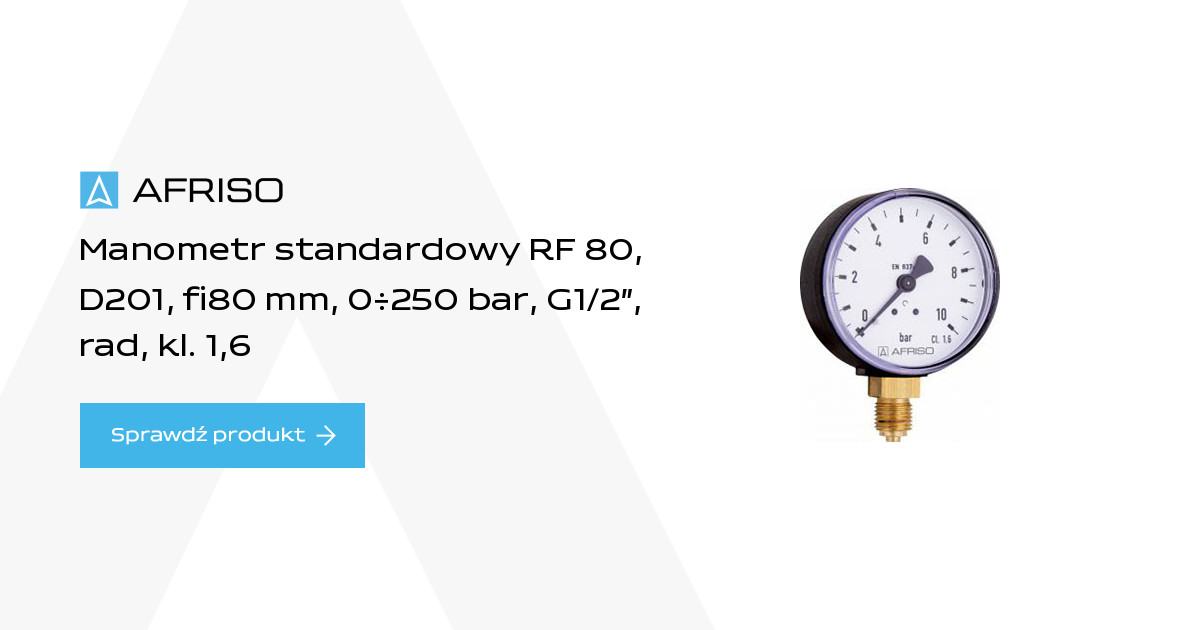 Manometr standardowy RF 80, D201, fi80 mm, 0÷250 bar, G1/2", rad, kl. 1,6 - AFRISO.pl