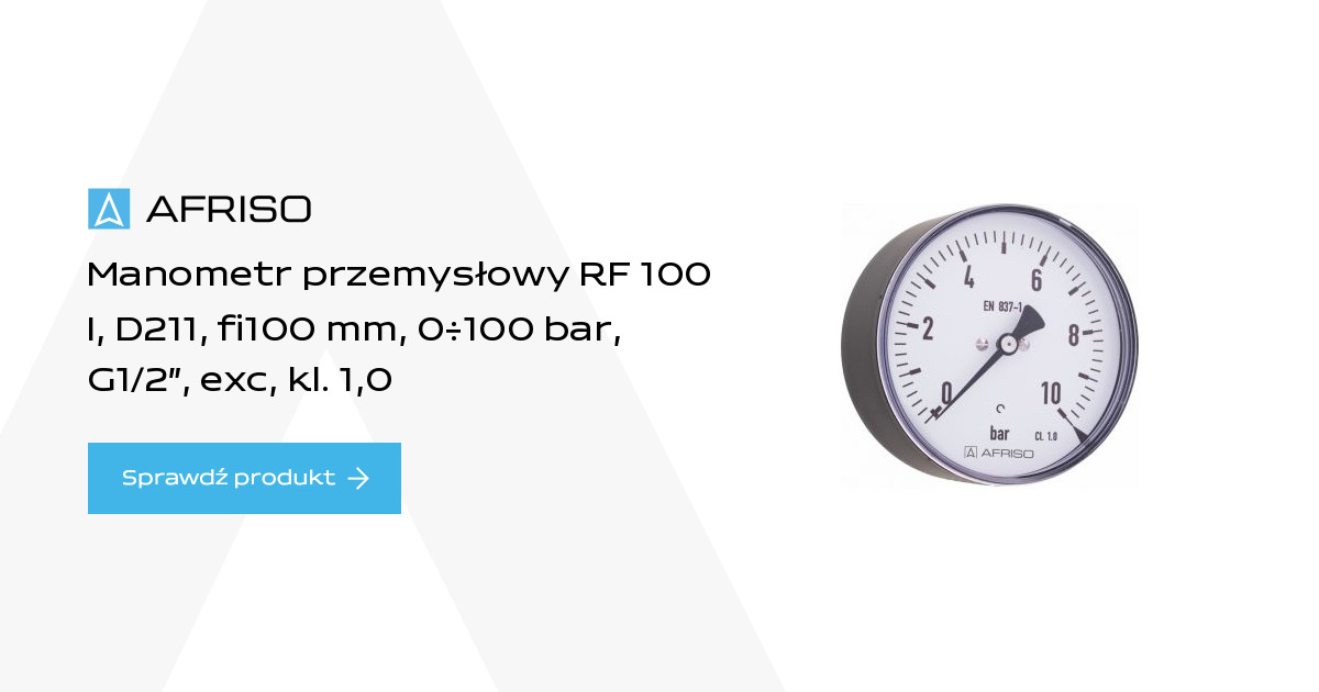 Manometr przemysłowy RF 100 I, D211, fi100 mm, 0÷100 bar, G1/2", exc ...