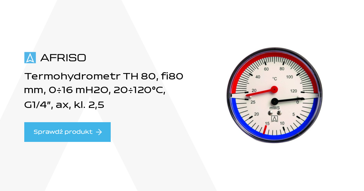 Termohydrometr TH 80, fi80 mm, 0÷16 mH2O, 20÷120°C, G1/4", ax, kl. 2,5 ...