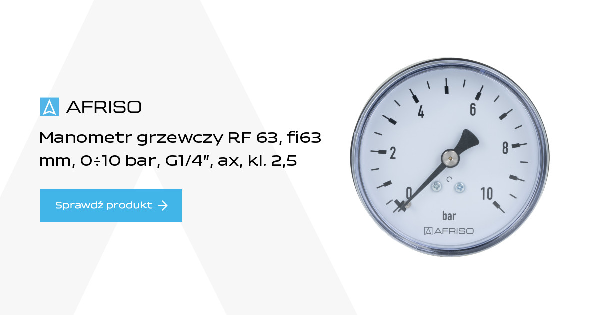 Manometr grzewczy RF 63, fi63 mm, 0÷10 bar, G1/4", ax, kl. 2,5 - AFRISO.pl