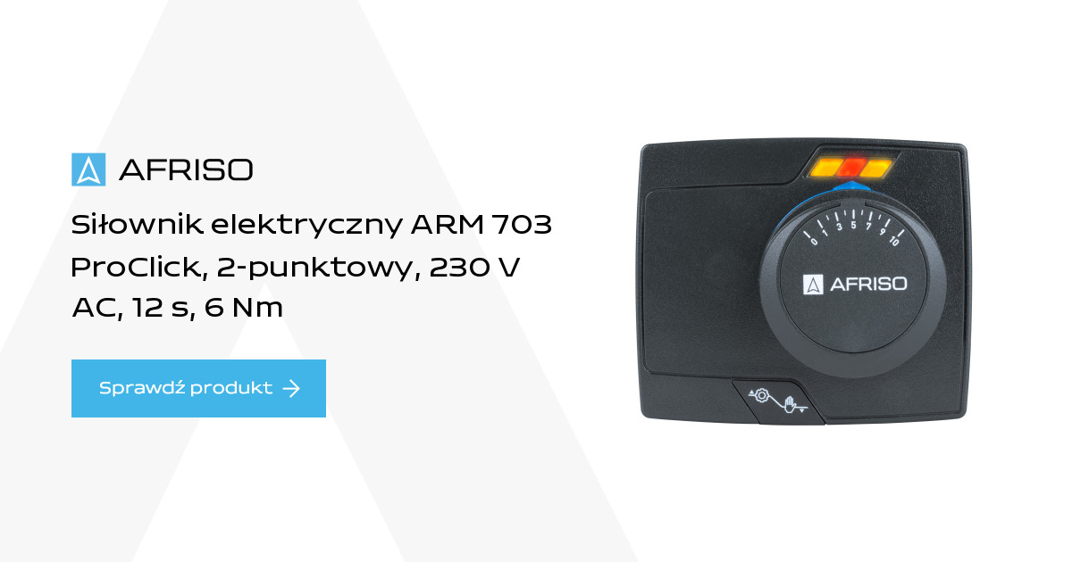 Siłownik elektryczny ARM 703 ProClick, 2-punktowy, 230 V AC, 12 s, 6 Nm - AFRISO.pl