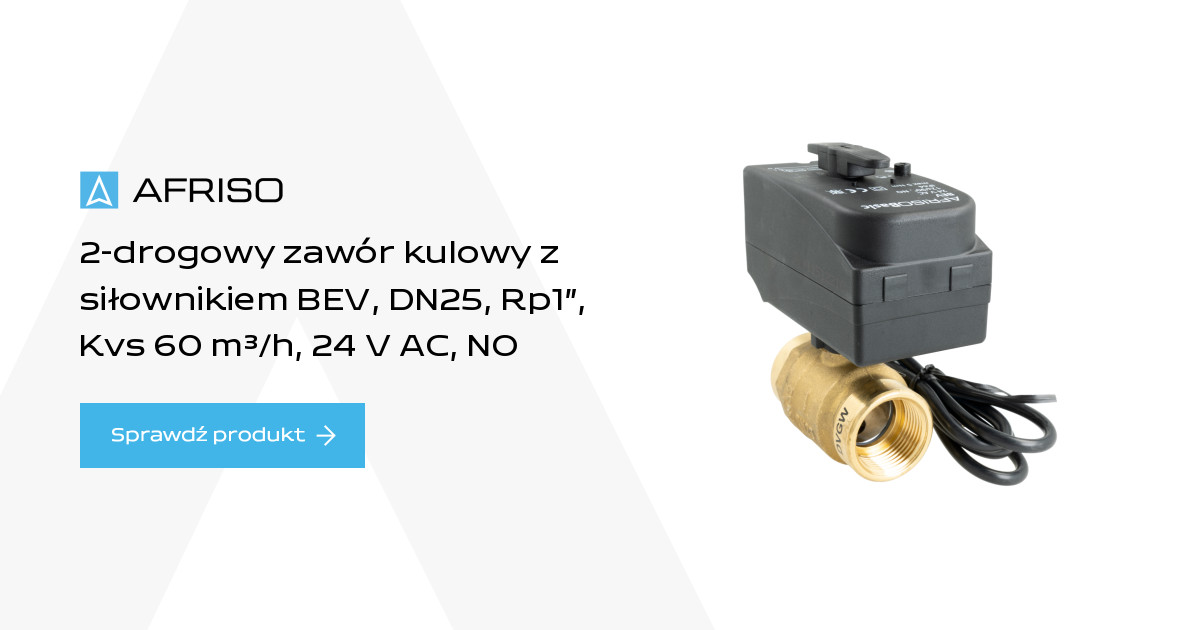 2-drogowy zawór kulowy z siłownikiem BEV, DN25, Rp1", Kvs 60 m³/h, 24 V AC, NO - AFRISO.pl