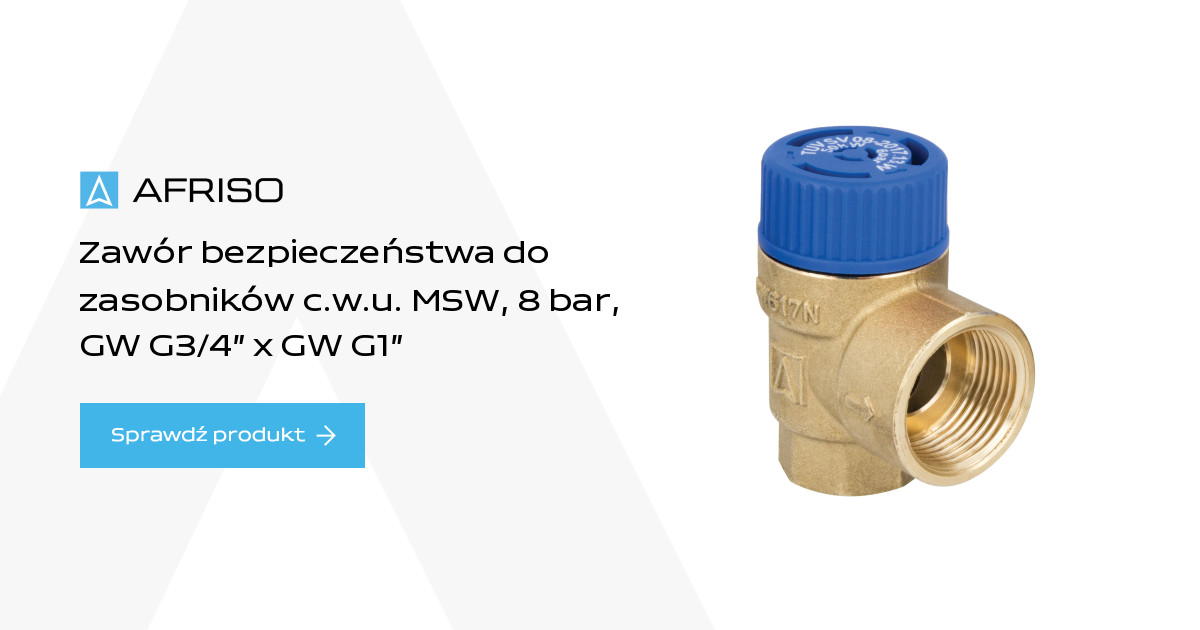 Zawór bezpieczeństwa do zasobników c.w.u. MSW, 8 bar, GW G3/4" x GW G1 ...
