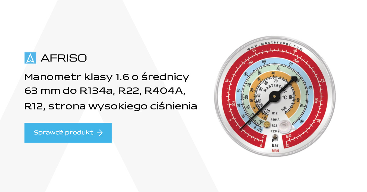 Manometr klasy 1.6 o średnicy 63 mm do R134a, R22, R404A, R12, strona wysokiego ciśnienia ...