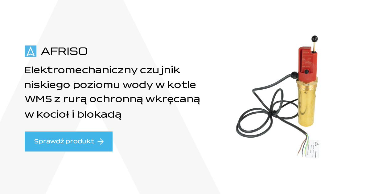 Elektromechaniczny czujnik niskiego poziomu wody w kotle WMS z rurą ...