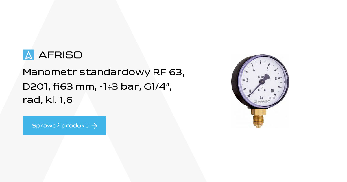 Manometr standardowy RF 63, D201, fi63 mm, -1÷3 bar, G1/4", rad, kl. 1 ...