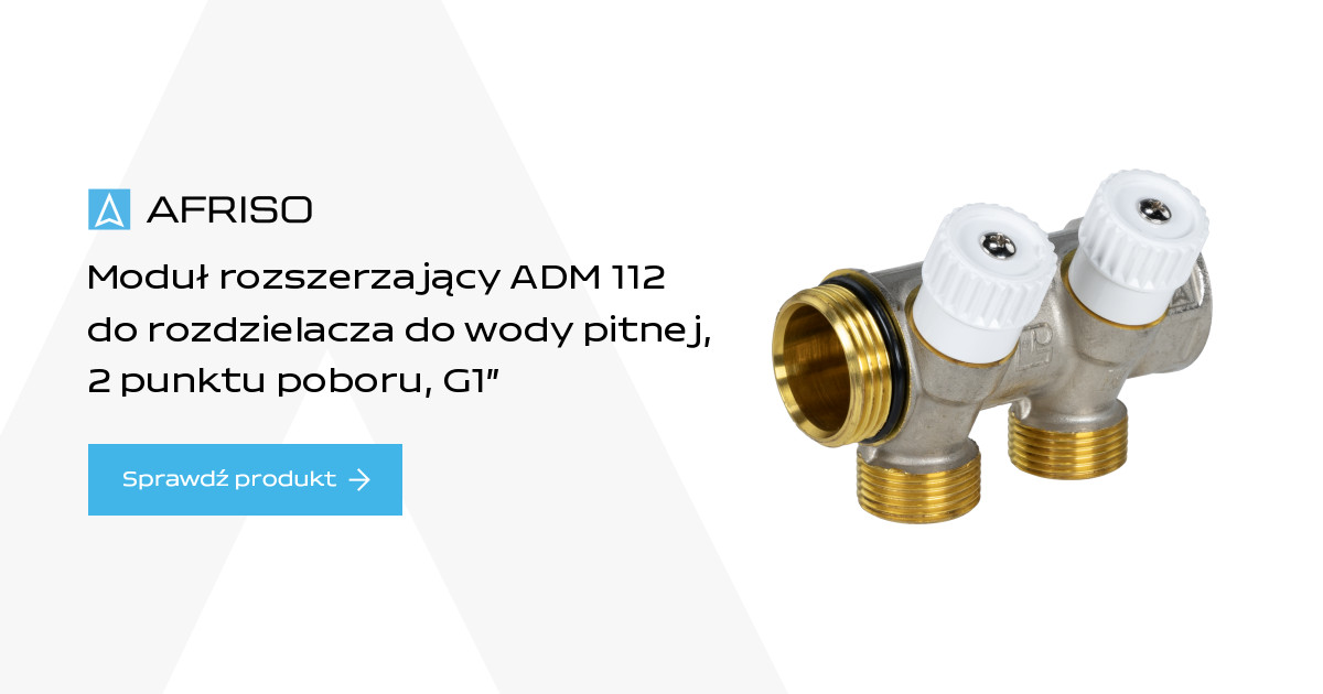 Moduł rozszerzający ADM 112 do rozdzielacza do wody pitnej, 2 punkty poboru, G1" - AFRISO.pl
