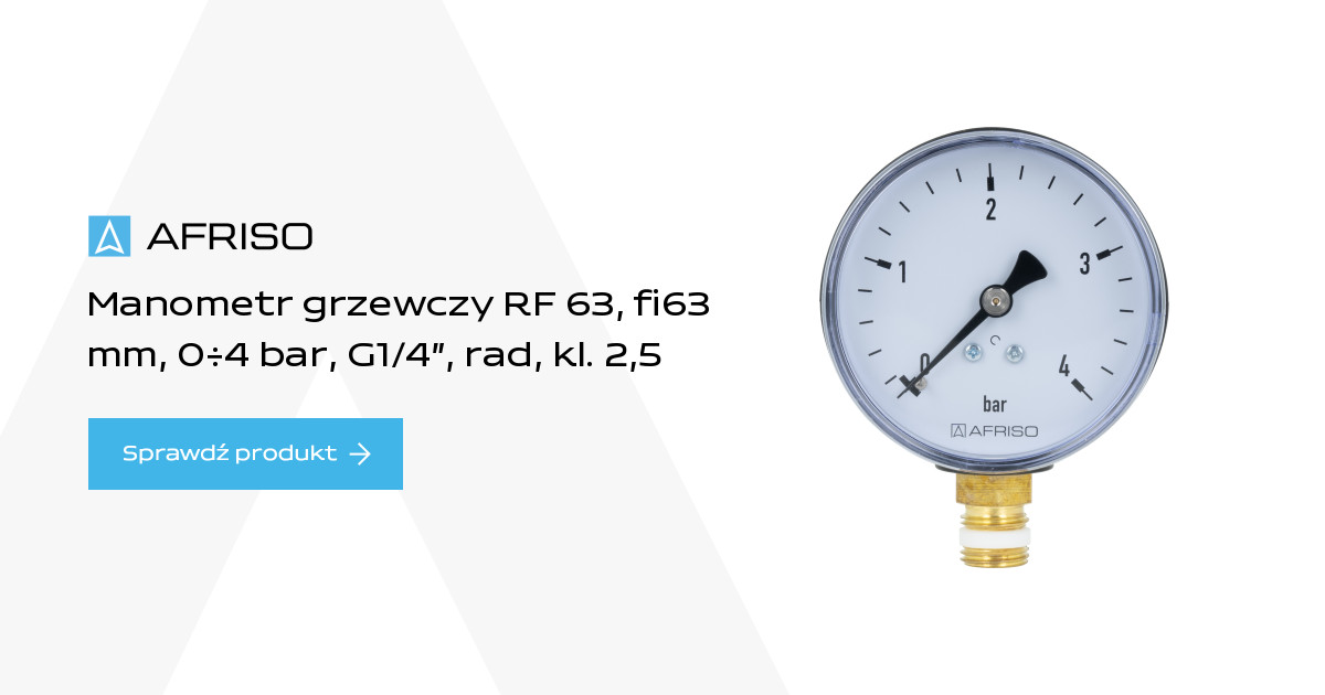 Manometr grzewczy RF 63, fi63 mm, 0÷4 bar, G1/4", rad, kl. 2,5 - AFRISO.pl