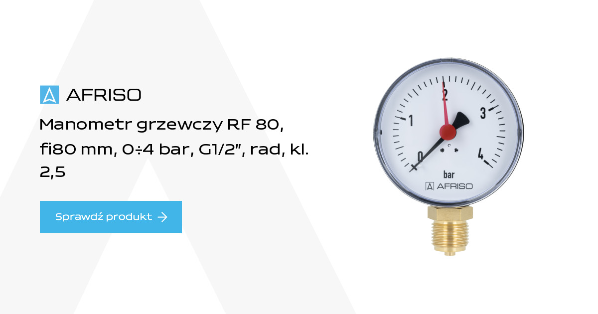 Manometr grzewczy RF 80, fi80 mm, 0÷4 bar, G1/2", rad, kl. 2,5 - AFRISO.pl