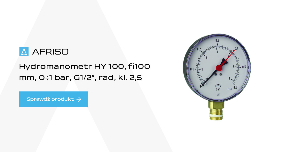 Hydromanometr HY 100, fi100 mm, 0÷1 bar, G1/2", rad, kl. 2,5 - AFRISO.pl