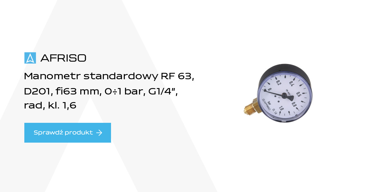 Manometr standardowy RF 63, D201, fi63 mm, 0÷1 bar, G1/4", rad, kl. 1,6 ...