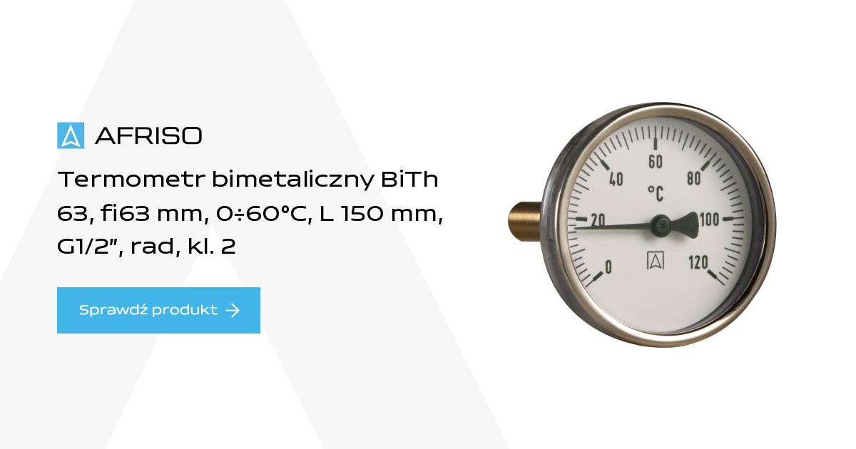 Termometr bimetaliczny BiTh 63, fi63 mm, 0÷60°C, L 150 mm, G1/2", rad ...