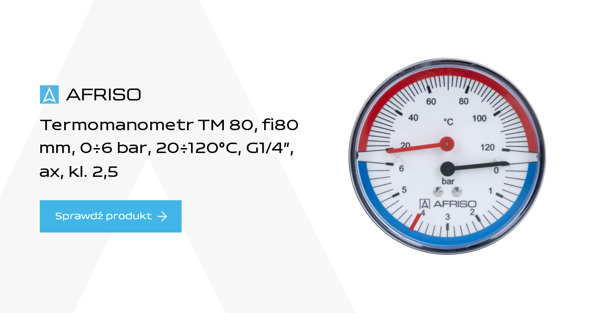 Termomanometr TM 80, fi80 mm, 0÷6 bar, 20÷120°C, G1/4", ax, kl. 2,5 - AFRISO.pl