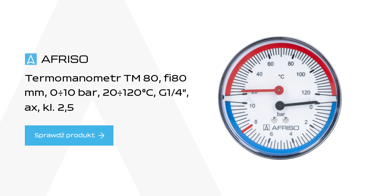 Termomanometr TM 80, fi80 mm, 0÷10 bar, 20÷120°C, G1/4", ax, kl. 2,5 - AFRISO.pl