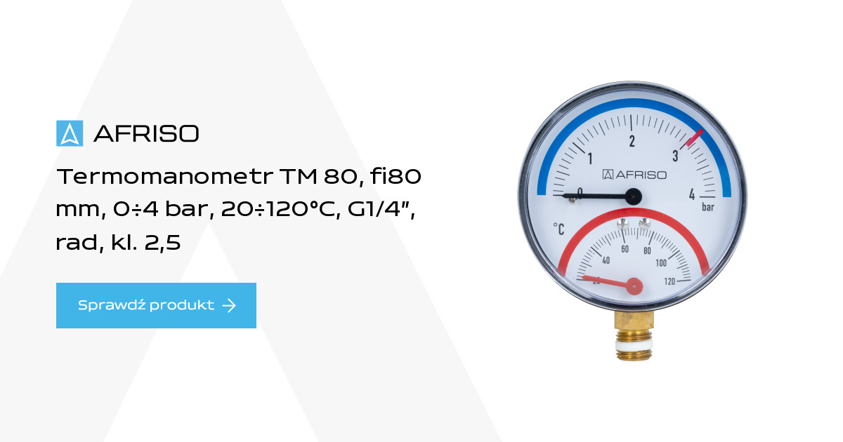 Termomanometr TM 80, fi80 mm, 0÷4 bar, 20÷120°C, G1/4", rad, kl. 2,5 - AFRISO.pl